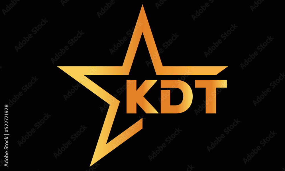 KDT golden luxury star icon three letter logo design vector template ...