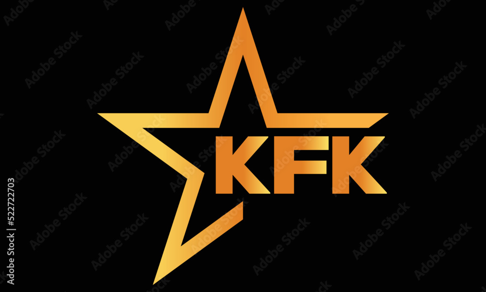 KFK golden luxury star icon three letter logo design vector template ...