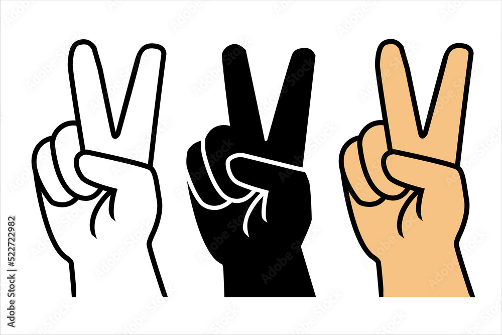 Hand is show two fingers up isolated on white background. Finger ...