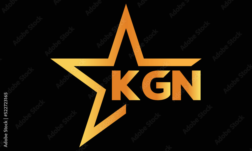 KGN golden luxury star icon three letter logo design vector template ...