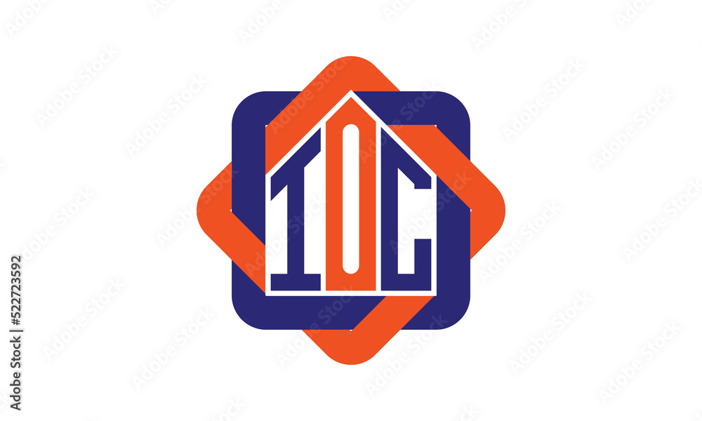 IOC three letter real estate logo with home icon logo design vector ...