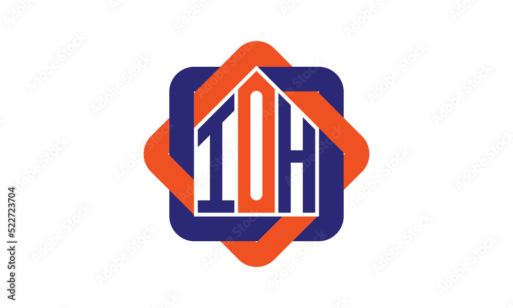 IOH three letter real estate logo with home icon logo design vector ...