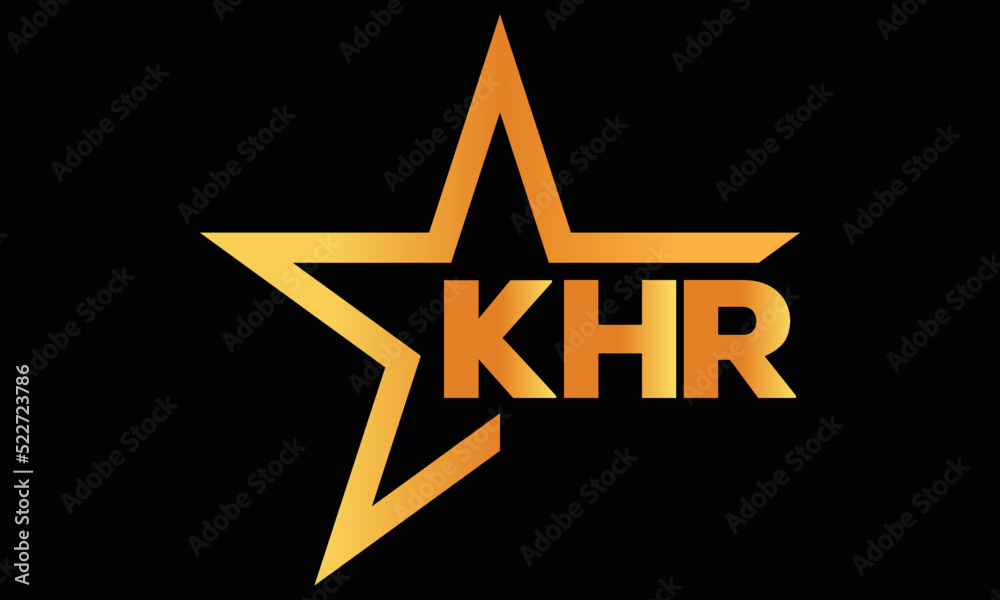 KHR golden luxury star icon three letter logo design vector template ...
