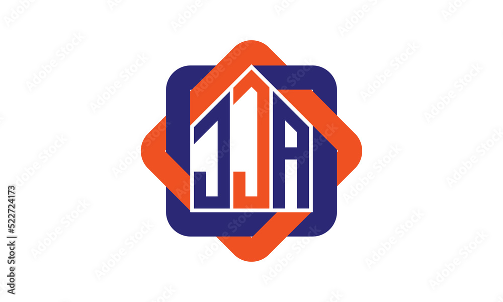 JJA three letter real estate logo with home icon logo design vector ...