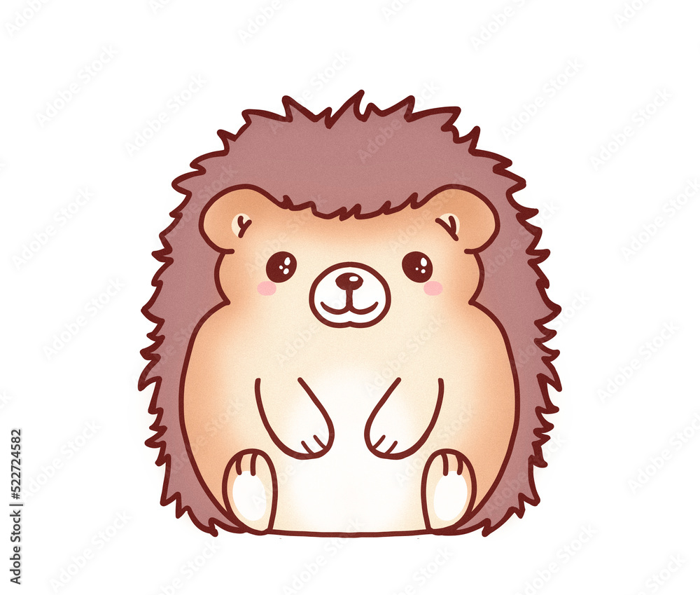 Cute kawaii adorable hedgehog cartoon illustration drawing Stock ...