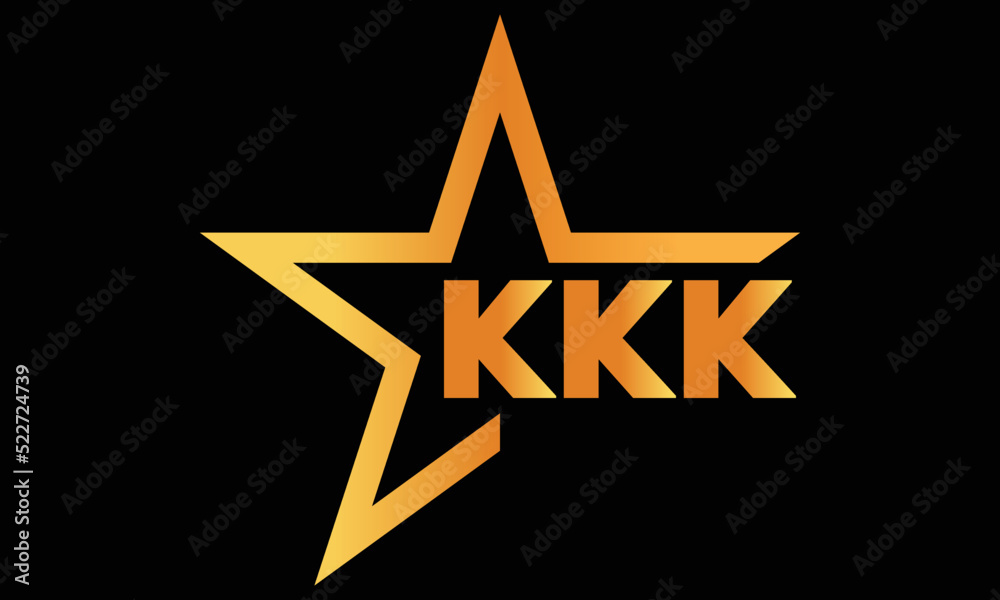 KKK golden luxury star icon three letter logo design vector template ...
