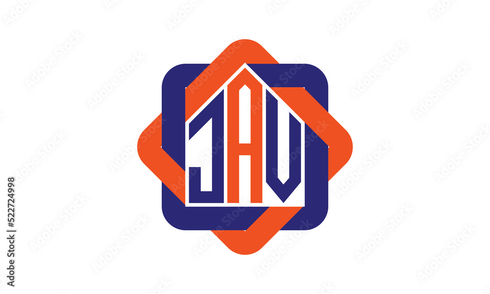 JAV three letter real estate logo with home icon logo design vector ...
