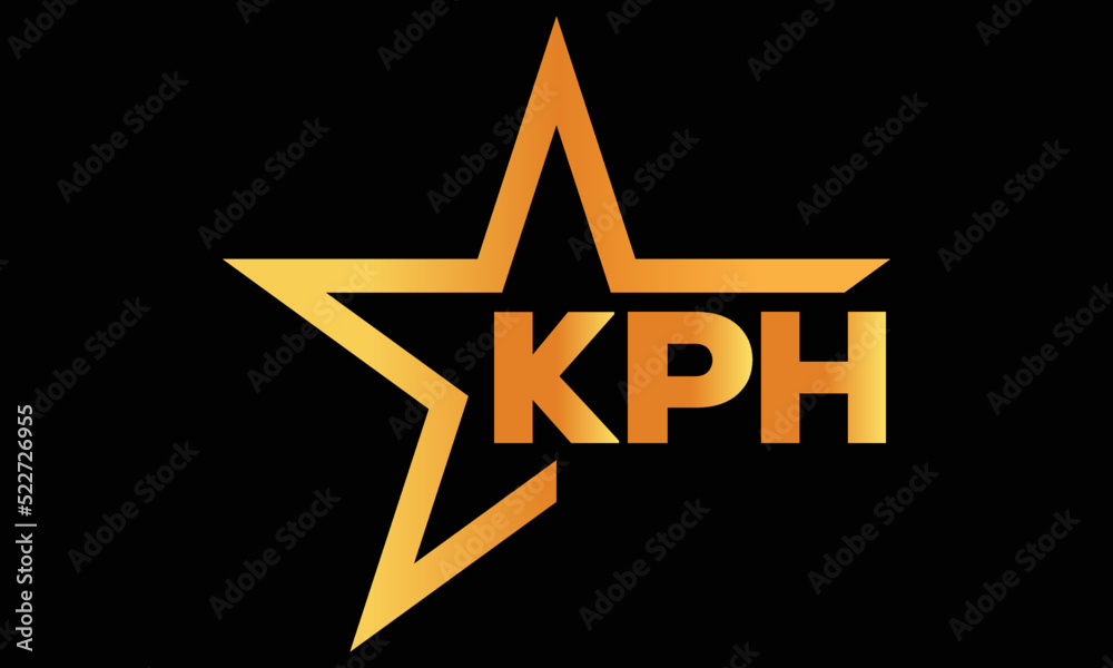 KPH golden luxury star icon three letter logo design vector template ...