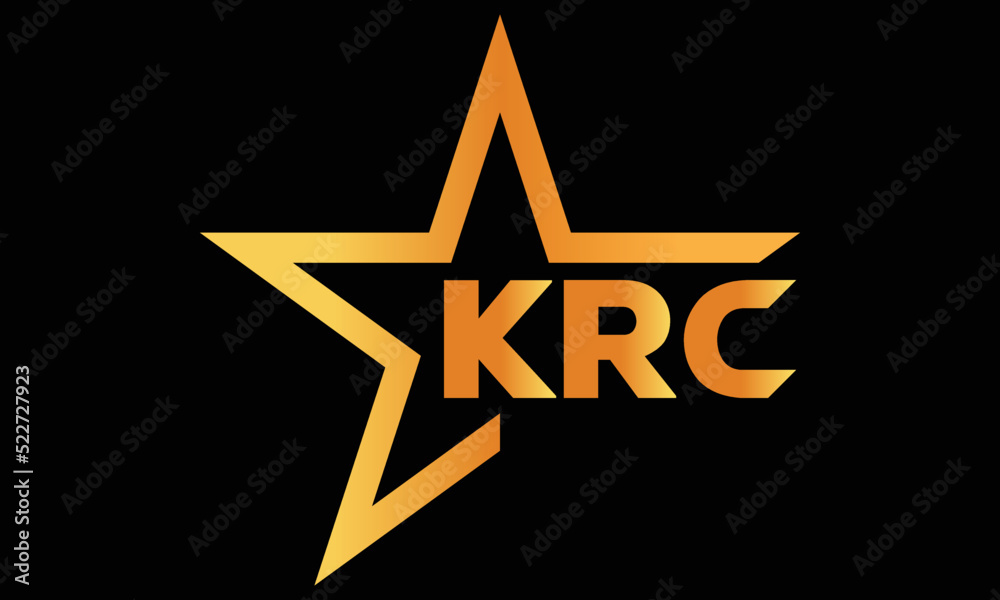 KRC golden luxury star icon three letter logo design vector template ...