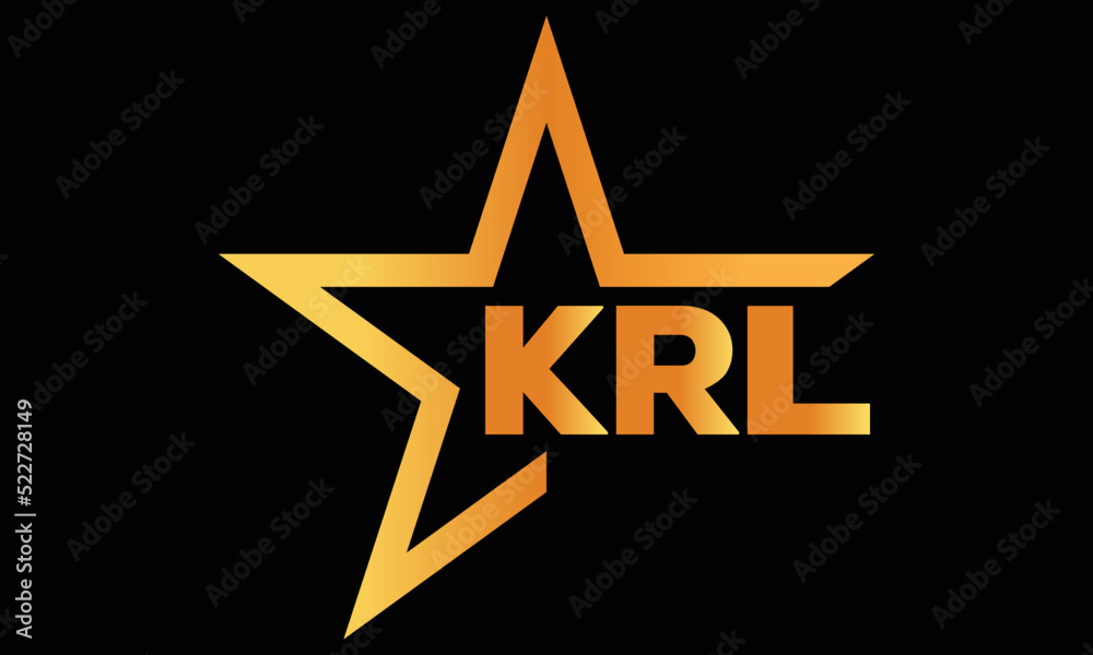 KRL golden luxury star icon three letter logo design vector template ...