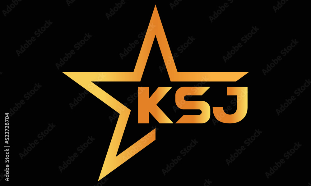 KSJ golden luxury star icon three letter logo design vector template ...