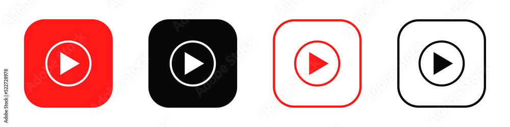 Youtube music icons set. Music streaming service. Vector illustration ...