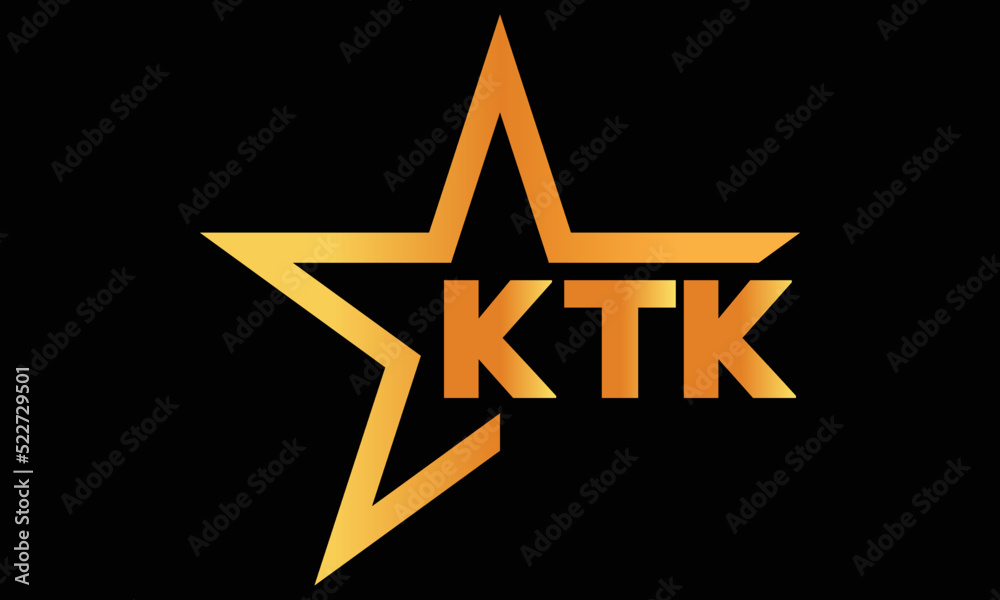 KTK golden luxury star icon three letter logo design vector template ...