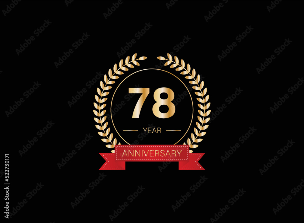 78th anniversary celebration with gold glitter color and white ...