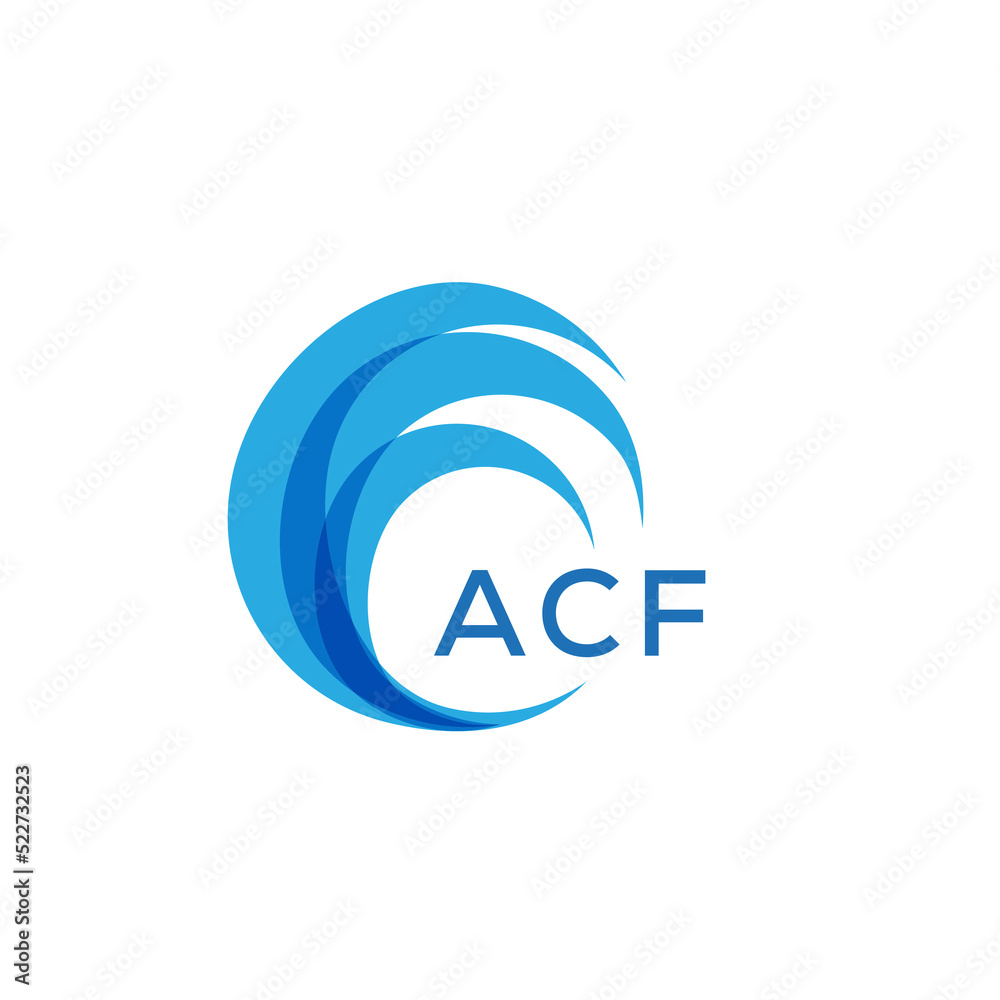 ACF letter logo. ACF blue image on white background. ACF Monogram logo ...