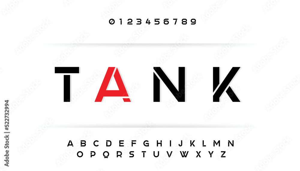 TANK Sports minimal tech font letter set. Luxury vector typeface for ...