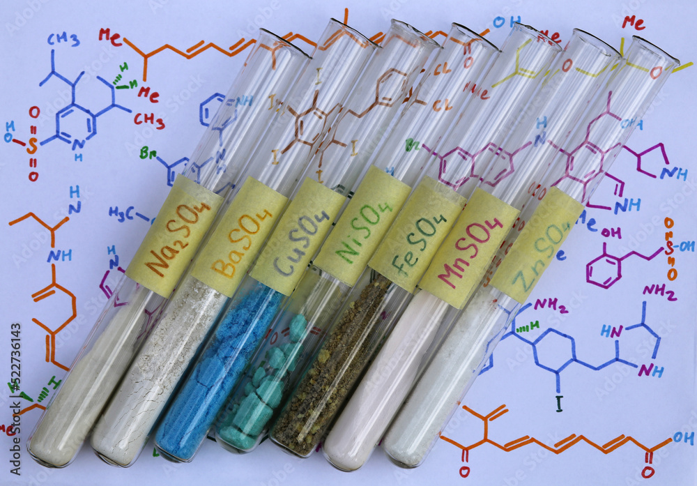 Colored inorganic salt are sulfates of metals: sodium, barium, copper ...