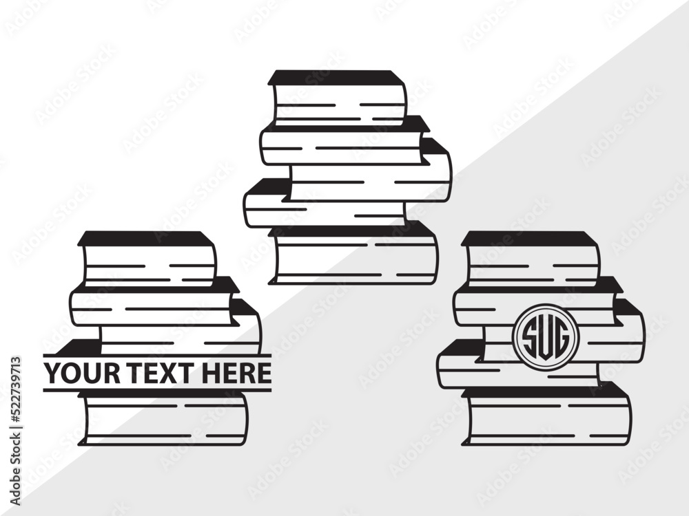 Book Monogram SVG | Book Club Svg | Stacked Books Svg | Open Book Svg ...