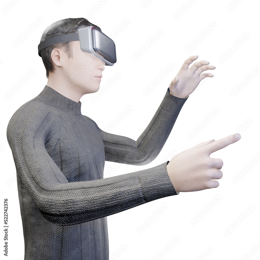 half man PNG wearing vr headset portrait human user social media avatar ...