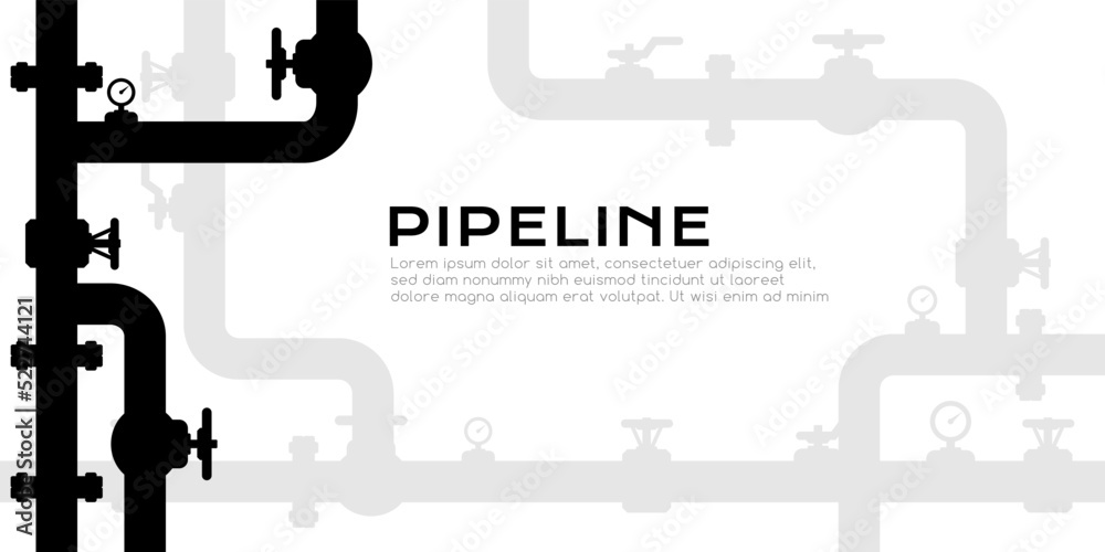 Pipelines textured background with copy space. Industrial vector banner ...