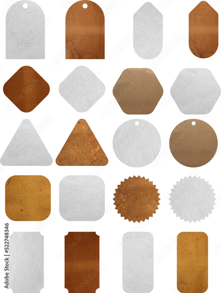 Paper blank labels note paper texture background, isolated Clipping ...