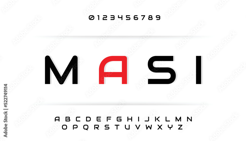 MASI Sports minimal tech font letter set. Luxury vector typeface for ...