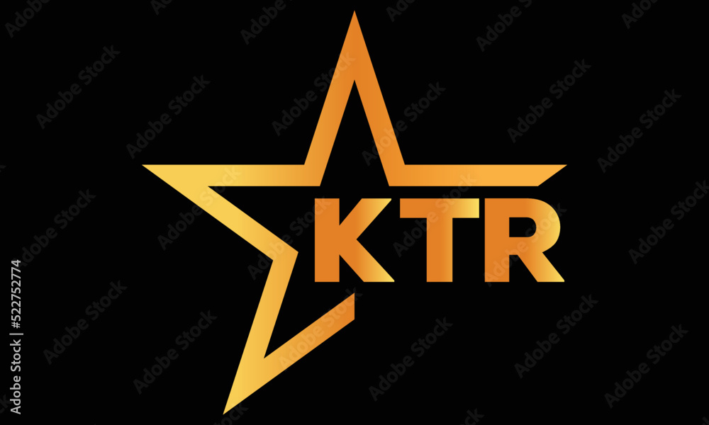 KTR golden luxury star icon three letter logo design vector template. royal logo | luxury logo ...