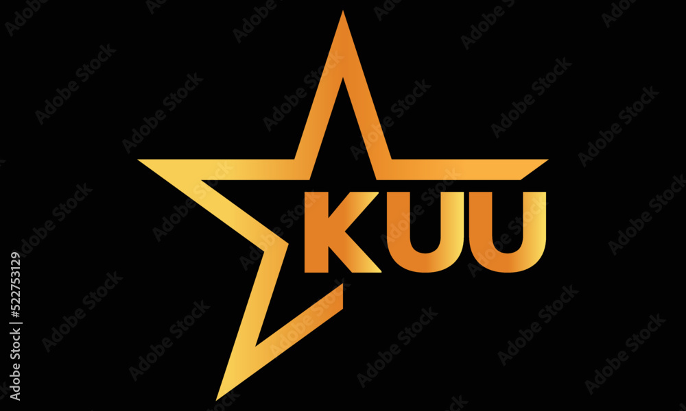 KUU golden luxury star icon three letter logo design vector template ...