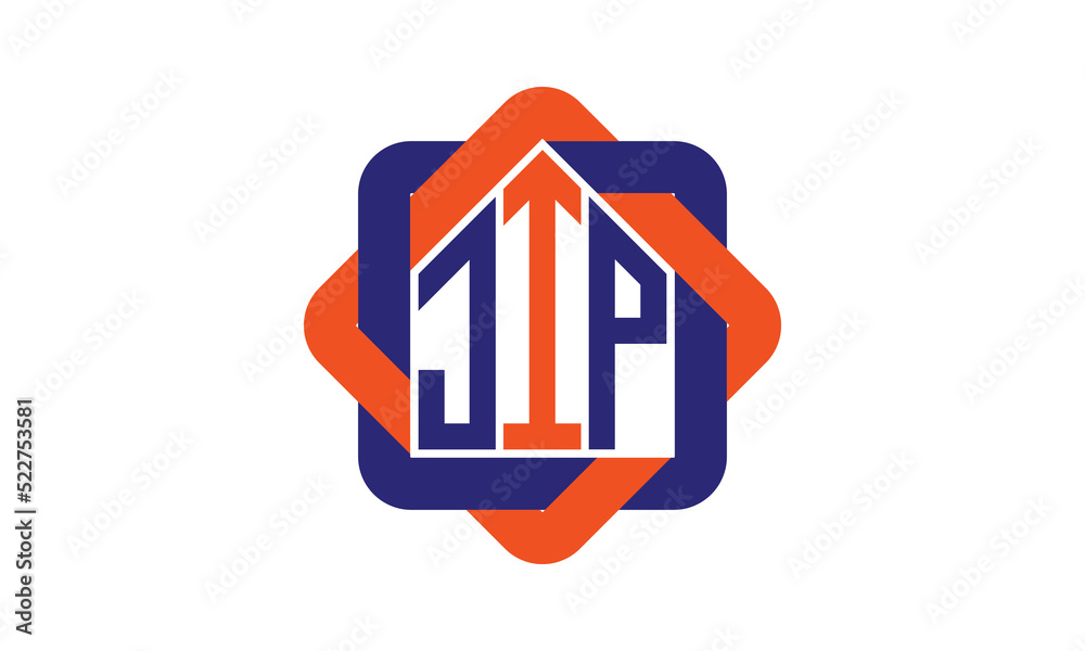 JIP three letter real estate logo with home icon logo design vector ...