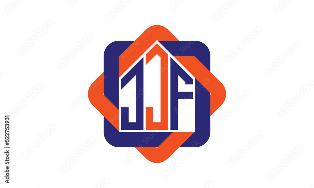 JJF three letter real estate logo with home icon logo design vector ...