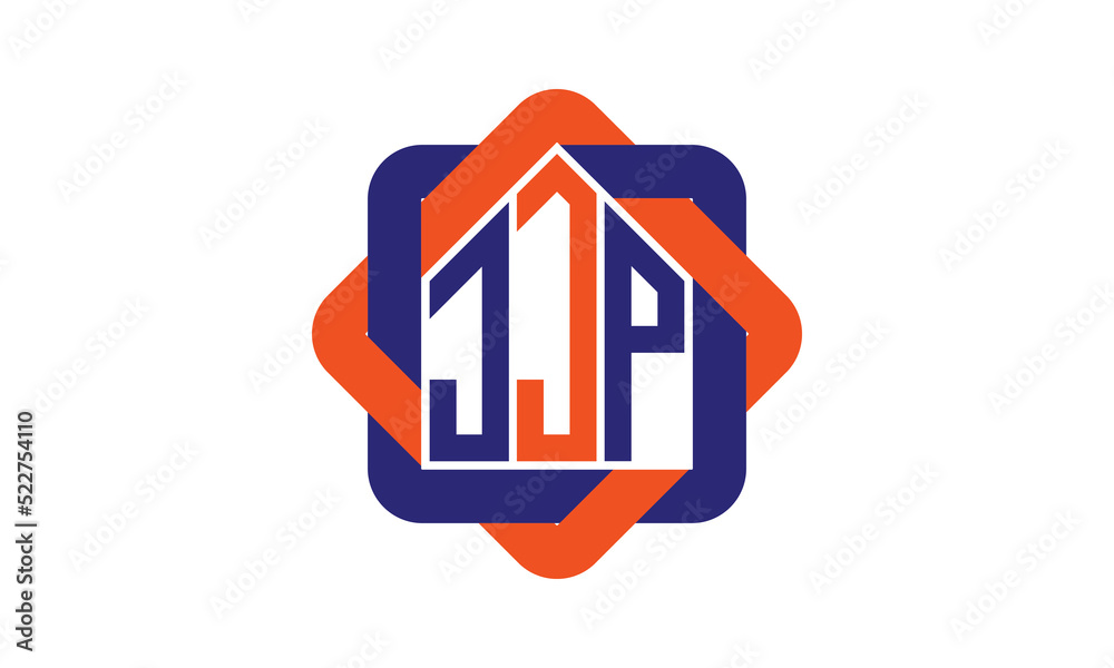 JJP three letter real estate logo with home icon logo design vector ...