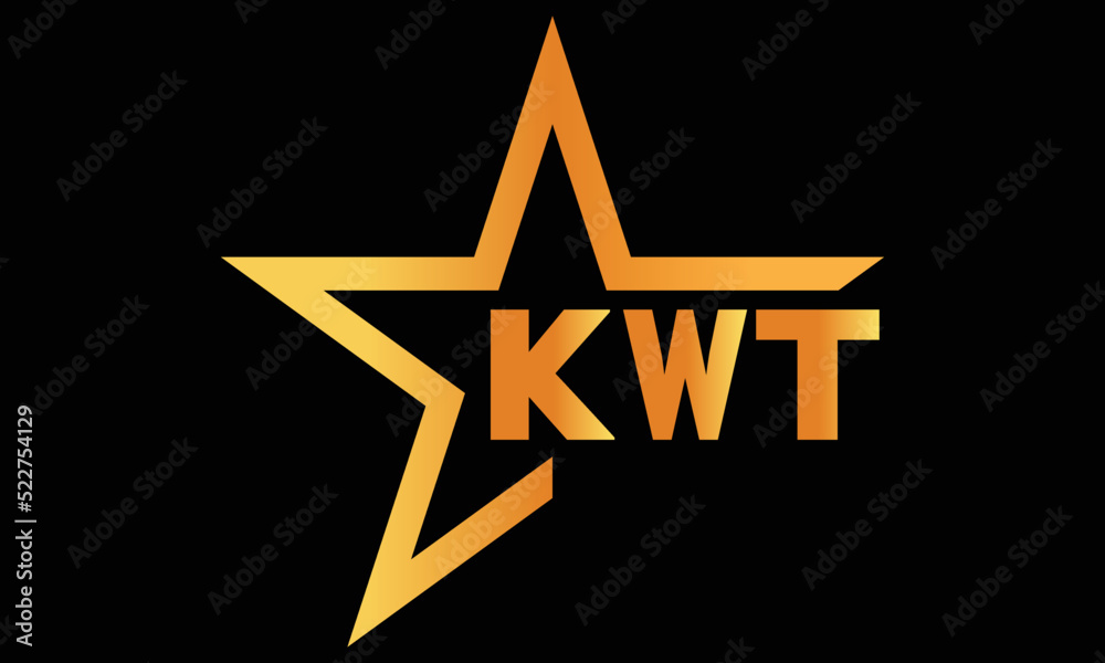 KWT golden luxury star icon three letter logo design vector template ...