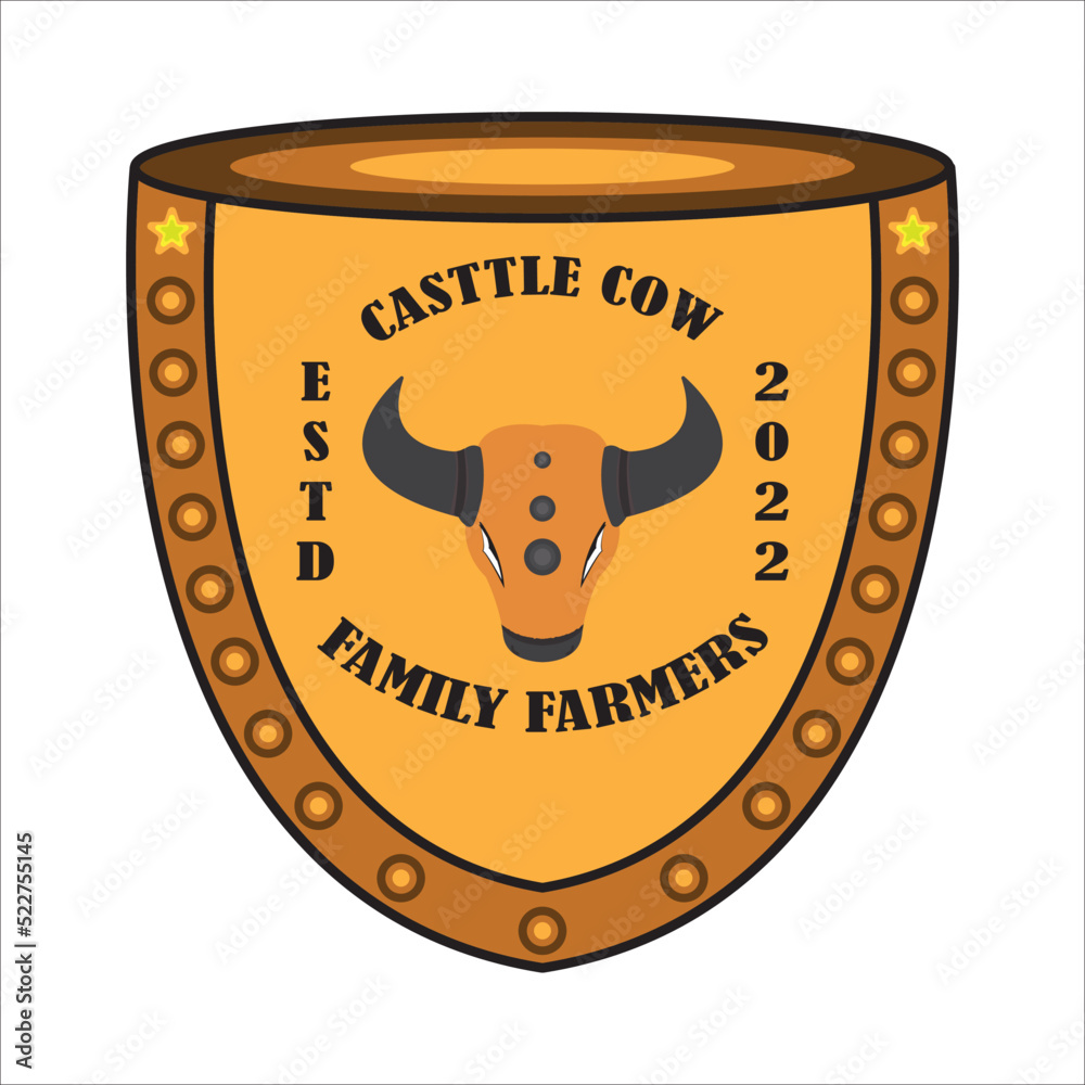 Bulls logo icon casstle cow farmer family ESTD 2022 vector design ...
