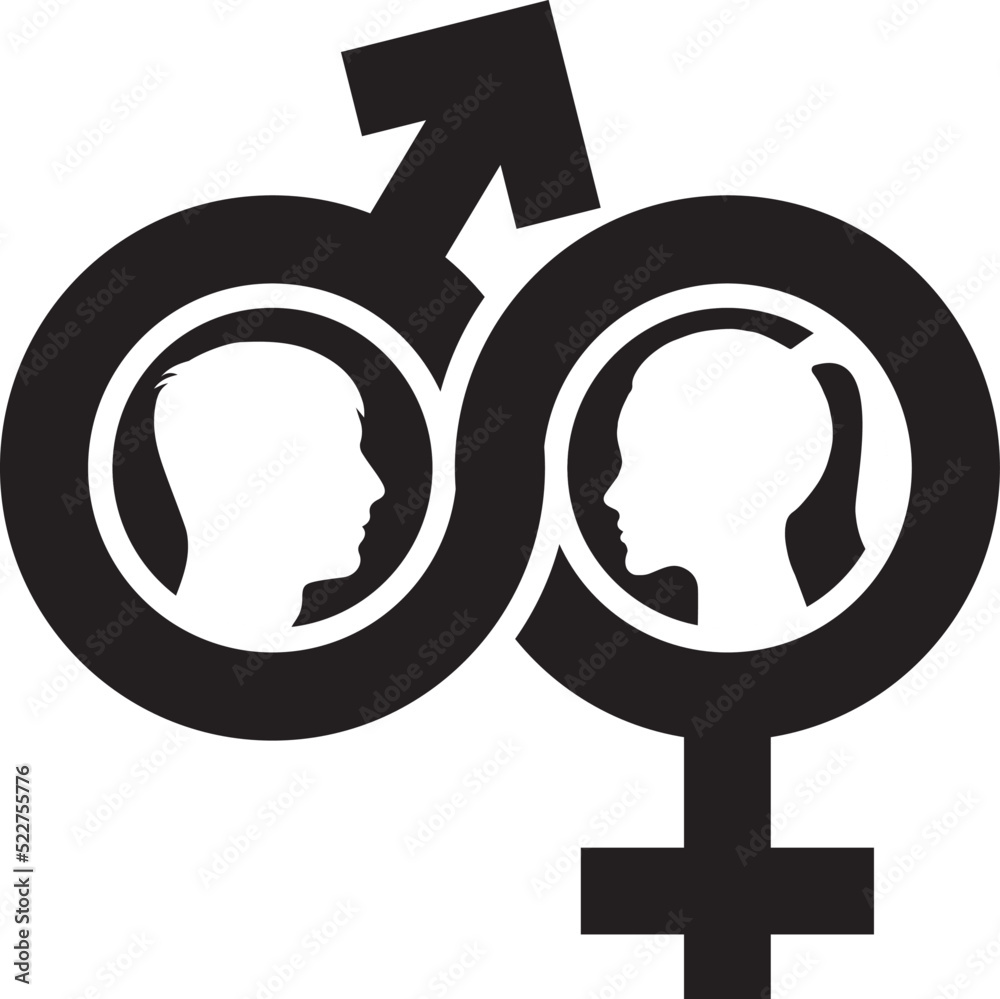 Infinity love sign with couples, Opposite gender-linked icon, Black and ...