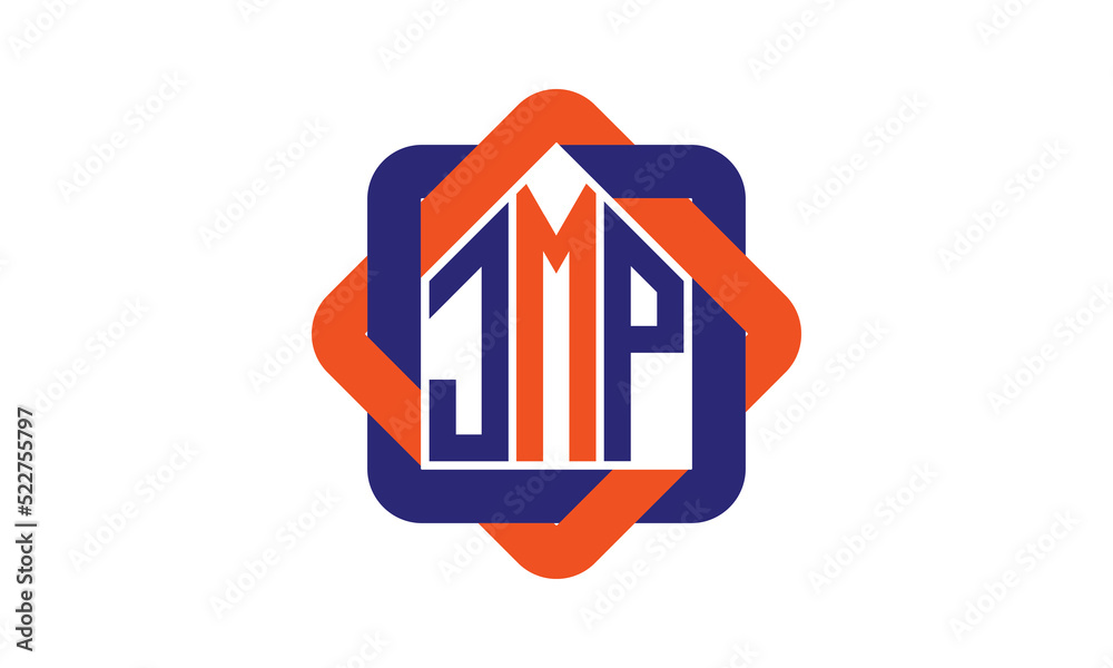 JMP three letter real estate logo with home icon logo design vector ...