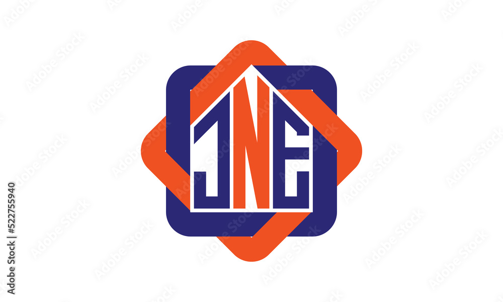 JNE three letter real estate logo with home icon logo design vector ...