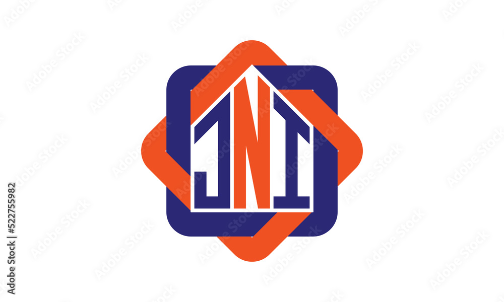 JNI three letter real estate logo with home icon logo design vector ...