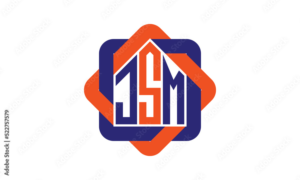 JSM three letter real estate logo with home icon logo design vector ...