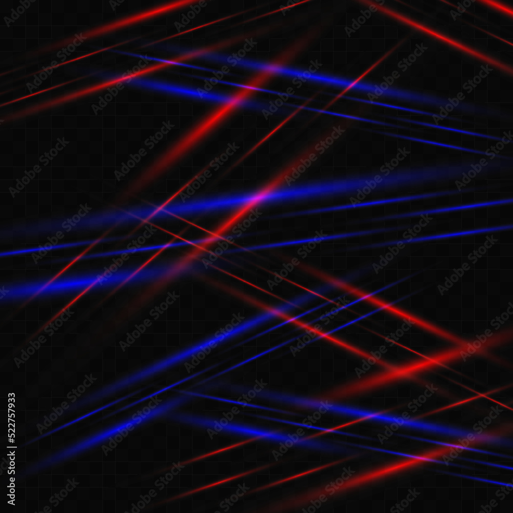 The intersection of red and blue laser lines, bright flashes on a ...