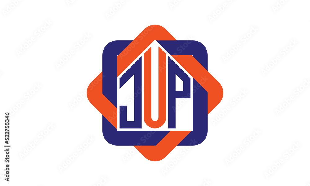 JUP three letter real estate logo with home icon logo design vector ...