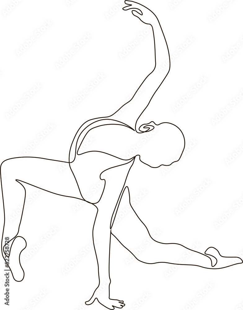 Ballet dancer in continuous line art drawing style. Ballerina black ...