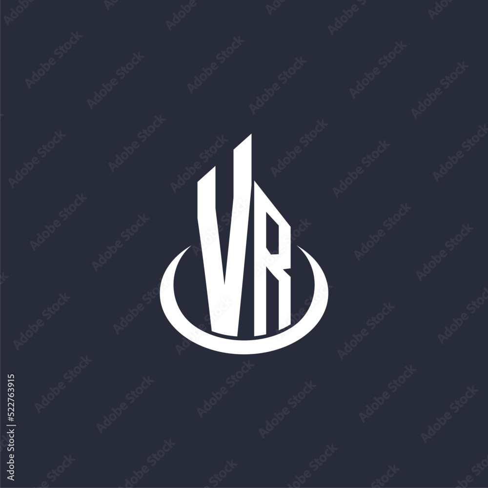 VR initial monogram building logo for real estate with creative circle ...
