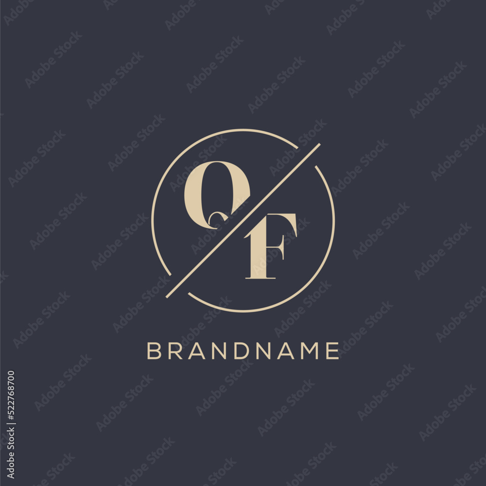 Initial letter QF logo with simple circle line, Elegant look monogram ...