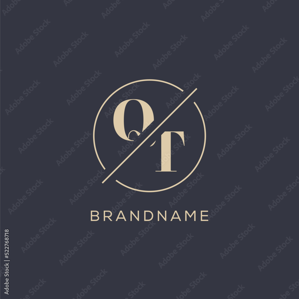 Initial letter QT logo with simple circle line, Elegant look monogram ...