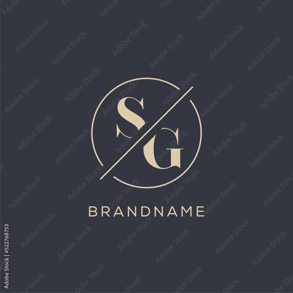 Initial letter SG logo with simple circle line, Elegant look monogram logo style Stock Vector ...