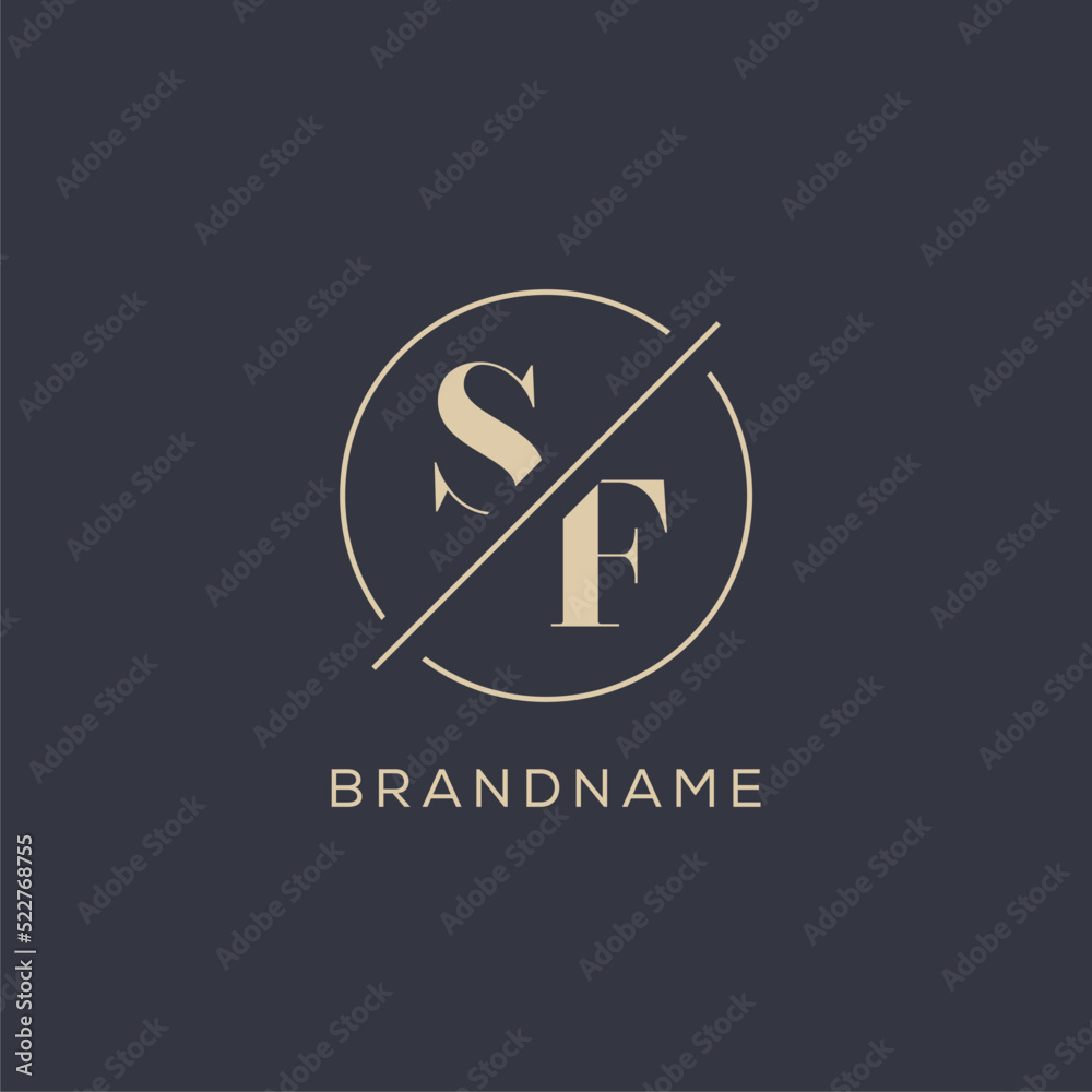 Initial letter SF logo with simple circle line, Elegant look monogram ...