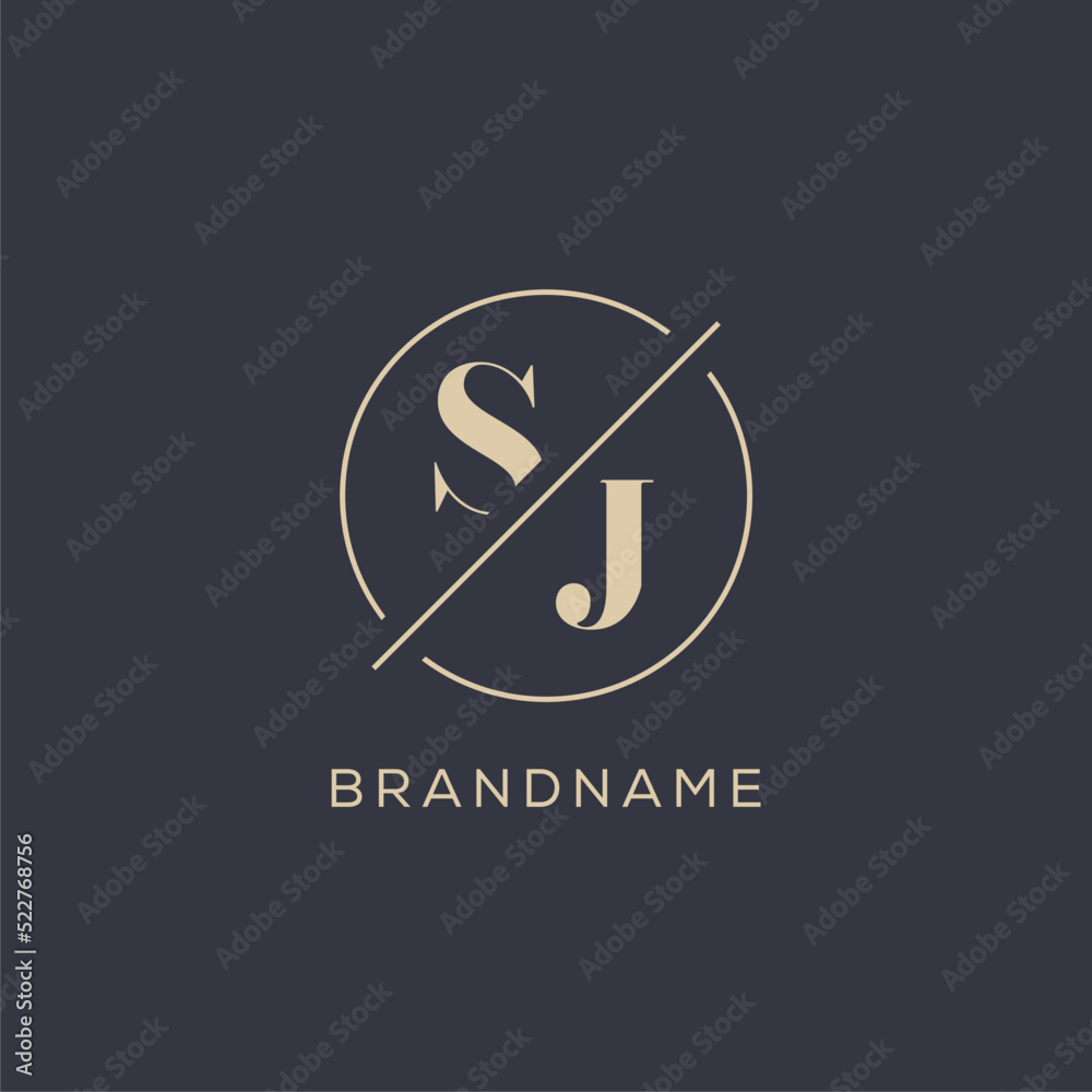 Initial letter SJ logo with simple circle line, Elegant look monogram ...