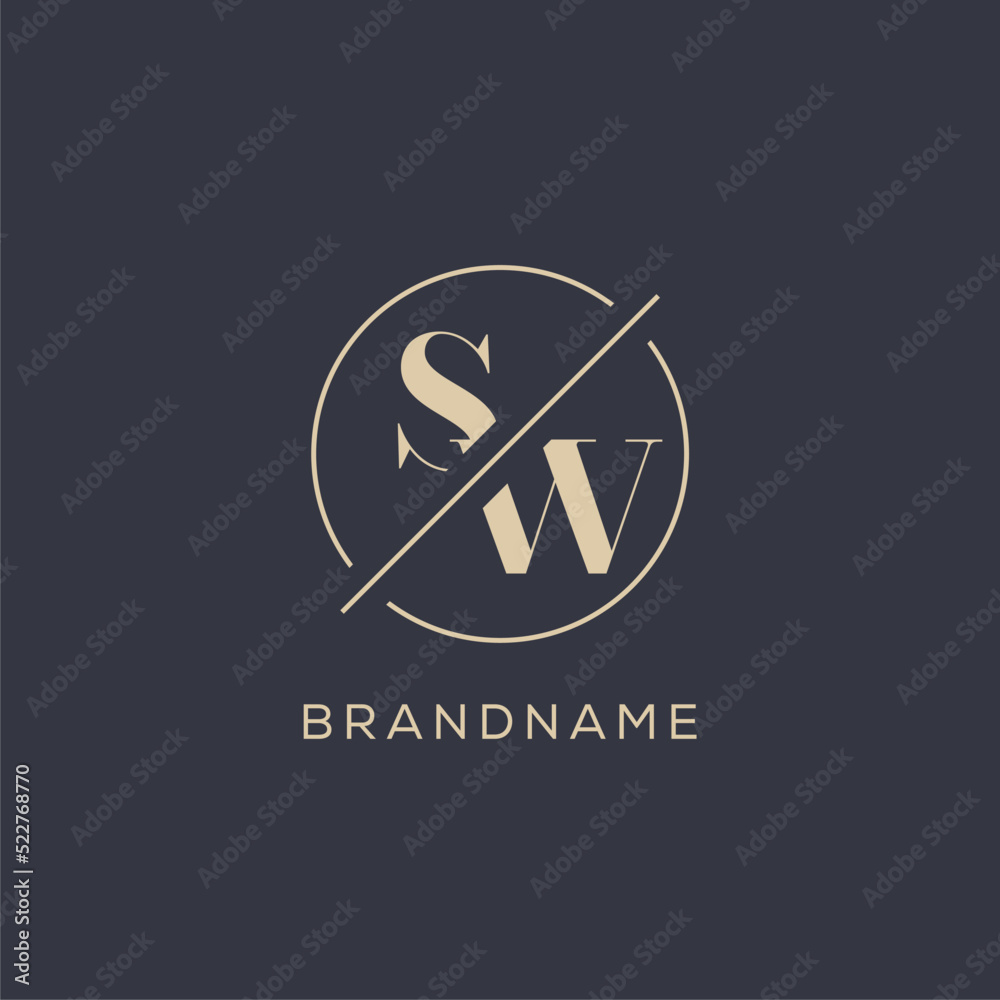 Initial letter SW logo with simple circle line, Elegant look monogram ...