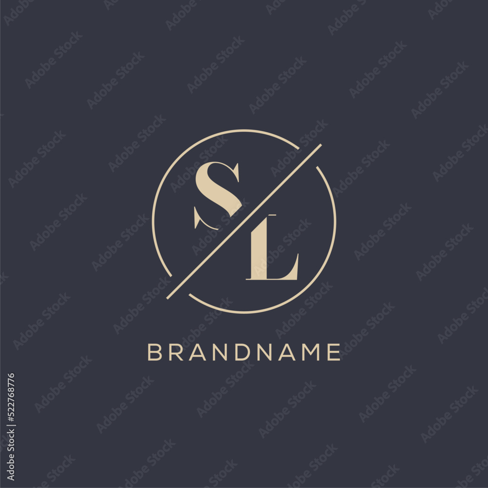Initial letter SL logo with simple circle line, Elegant look monogram ...