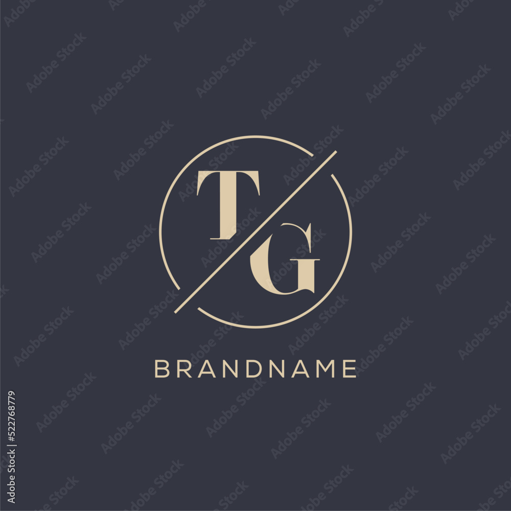 Initial letter TG logo with simple circle line, Elegant look monogram ...